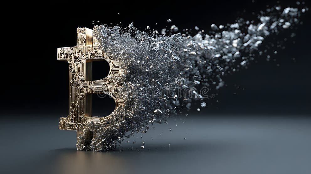 Deconstructing Bitcoin: Digital Currency Dissolution Stock Illustration - Illustration of golden ...