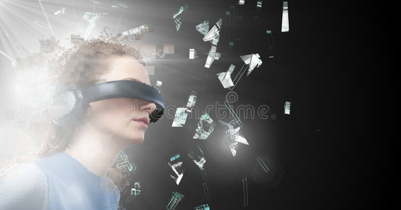 Deconstructing Smashing Pixel Virtual Reality Woman Stock Photo - Image ...