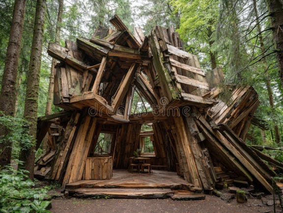 A Deconstructivist Cabin of Reclaimed Wood with an Exploded View Design ...