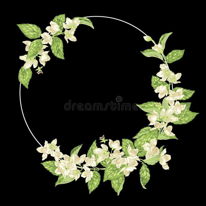 Decor Element with Jasmine in a Shape of a Ring with Decoration Stock ...