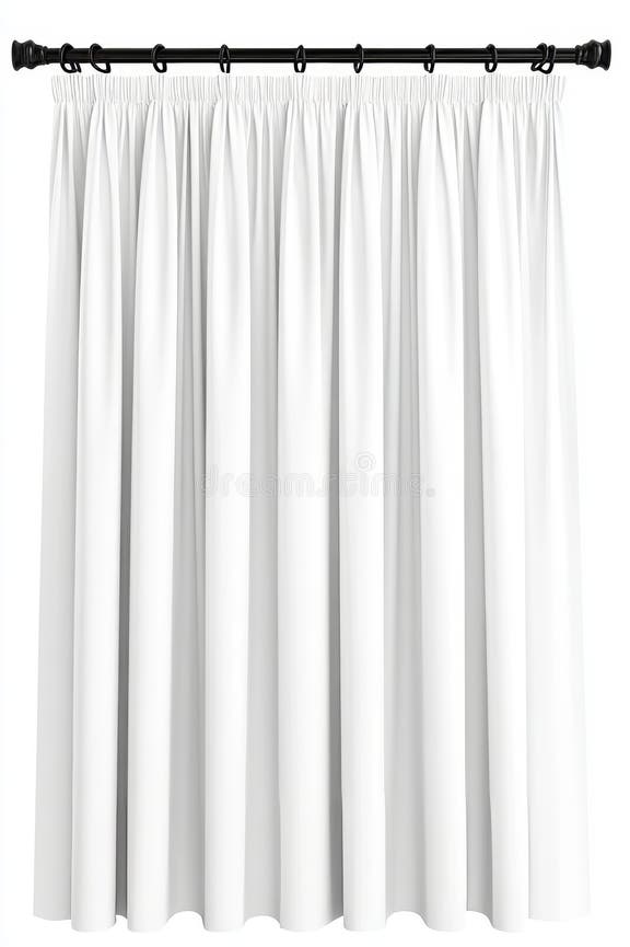 Decor Element: White Drapery Hung from a Curtain Rod Stock Image ...