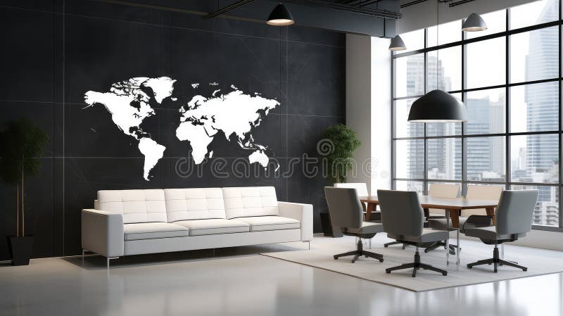 Decor flat world map stock illustration. Illustration of black - 375772807