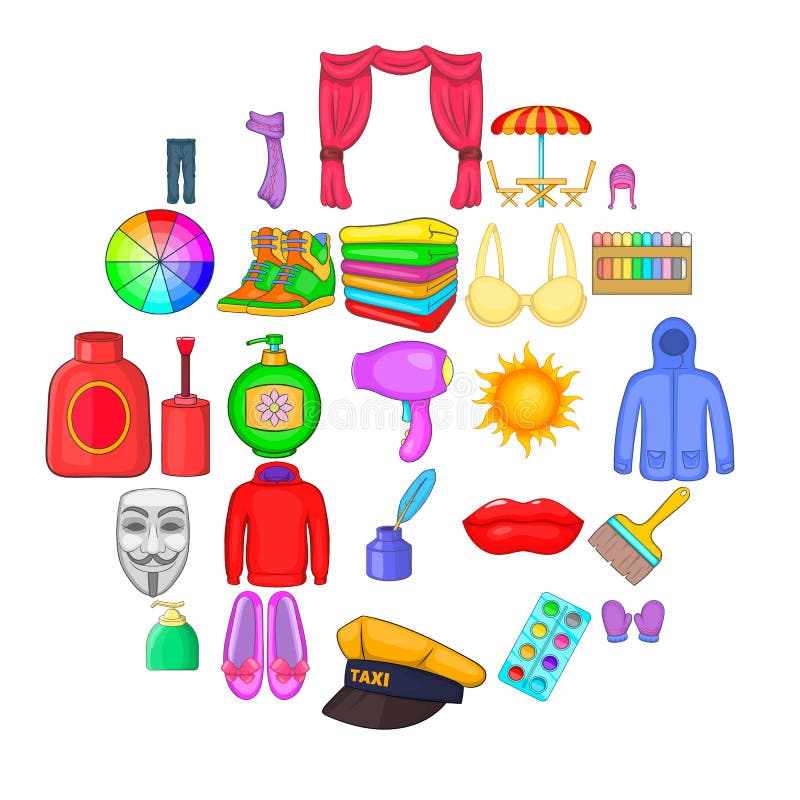 Decor Icons Set, Cartoon Style Stock Vector - Illustration of furniture ...