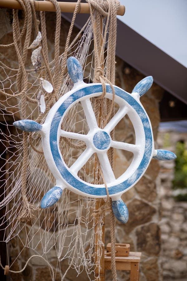 Decor in the Maritime Theme, Anchor, Glass Bowls, Shells, Lanterns ...
