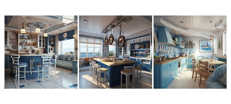 Decor Nautical Kitchen Interior Design Ai Generated Stock Illustration ...
