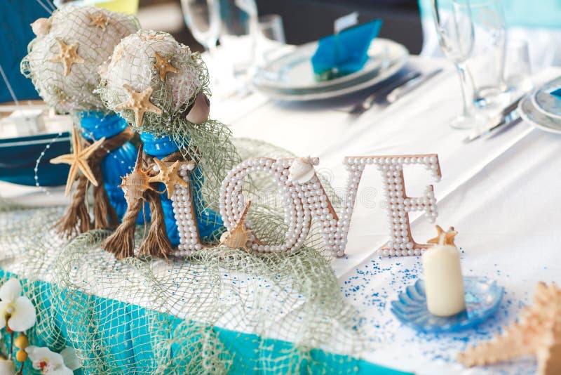 Decor. Starfish. Ship. Letters. Wedding. Banquet. Table. Stock Photo ...