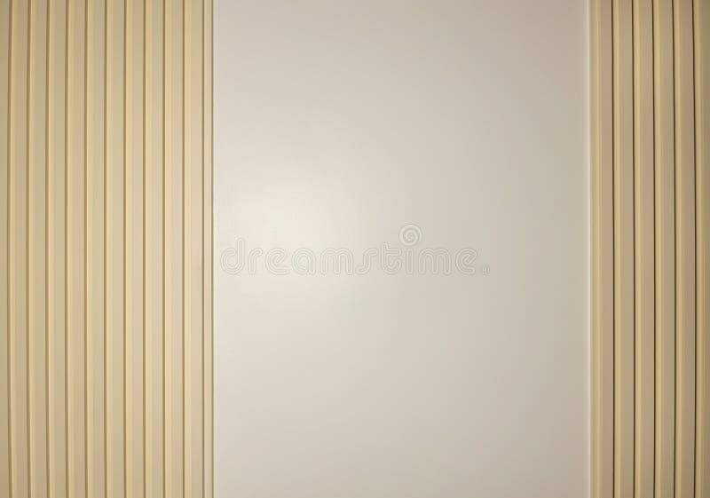 Decor of Vertical Wooden Slats on a White Wall. Modern Design Concept ...