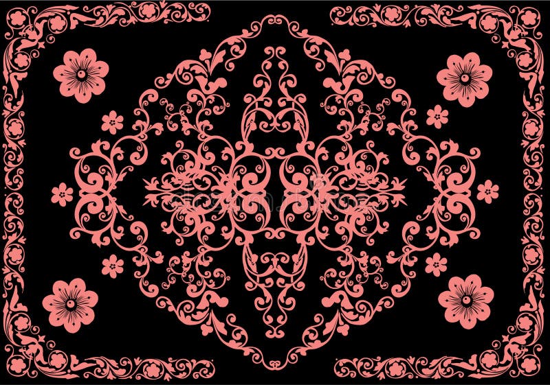 Decoración Rosada Floral En Marco Ilustración del Vector - Ilustración ...