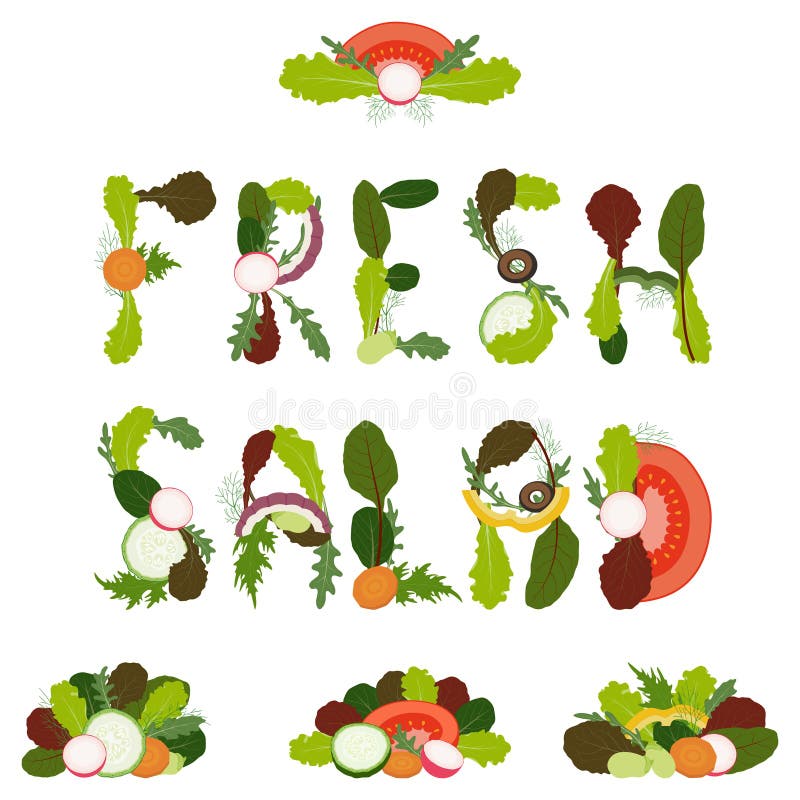 Letras De La Tipografía Del Vector De La Ensalada De Las Verduras ...