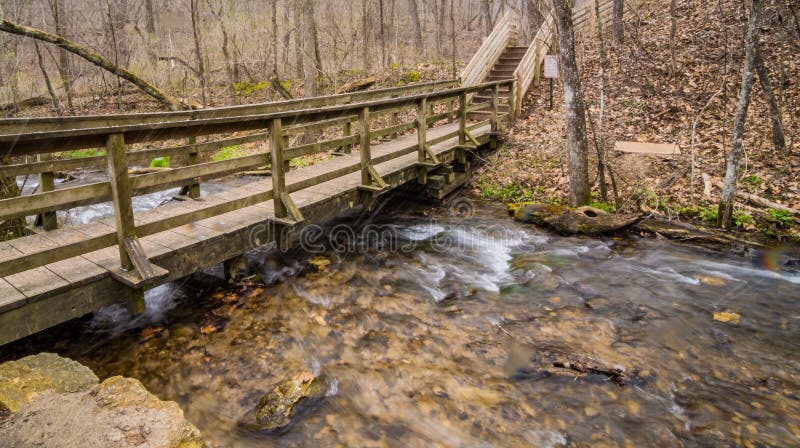 Dunning Springs Park Bridge at Sunrise, Decorah, Iowa Stock Image ...