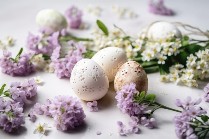 Decorate Easter Eggs with the Beauty of Spring Flowers. Generative AI ...