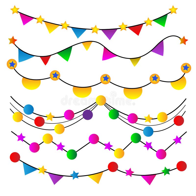 Decorate the Party in Different Colors on White Background Stock ...