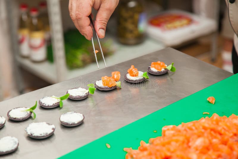 Decorated appetizer stock image. Image of chef, expertise - 49993719