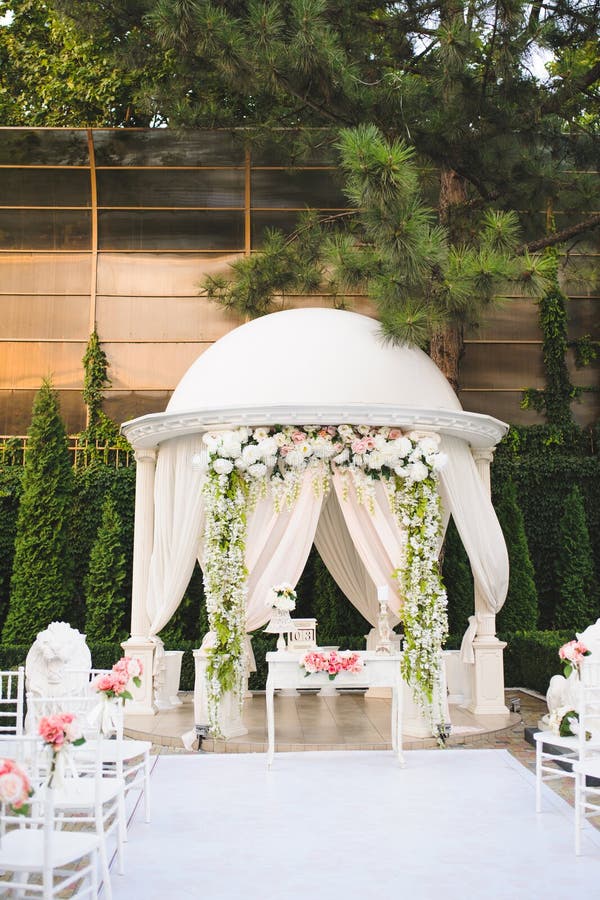 Decorated Arbor stock photo. Image of outdoors, textile - 64113080