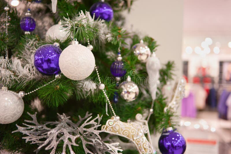 Decorated with Balloons Christmas Tree Stock Image - Image of christmas ...