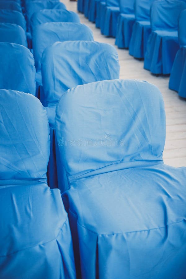 Decorated Blue Wedding Chairs Stock Image - Image of chair, banquet ...