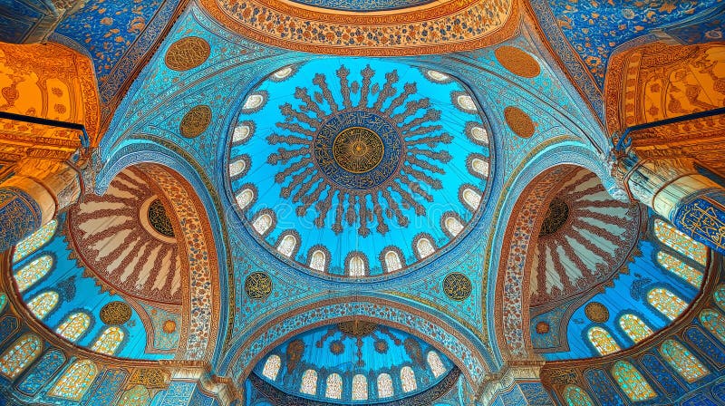 Decorated Ceiling of Blue or Sultan Ahmed Mosque, Ancient Ceramic Tile ...