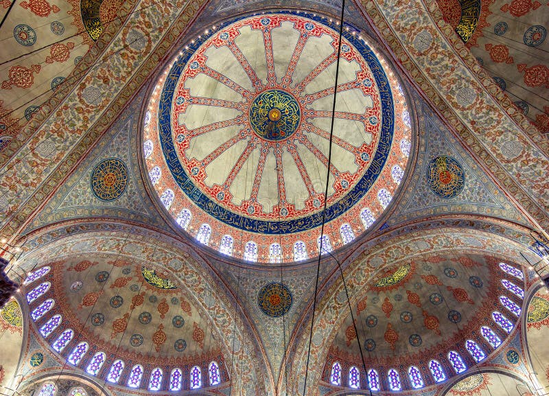 Decorated Ceiling of Blue or Sultan Ahmed Mosque, Istanbul, Turkey ...