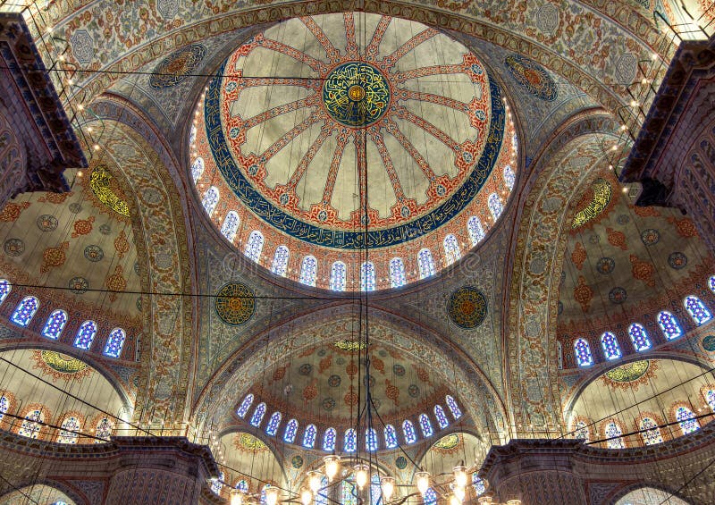 Decorated Ceiling of Blue or Sultan Ahmed Mosque, Istanbul, Turkey ...