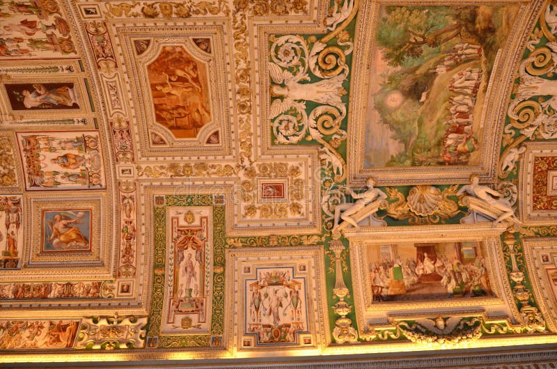Ceiling Decorated with Paintings in the Vatican Museum Editorial Image ...