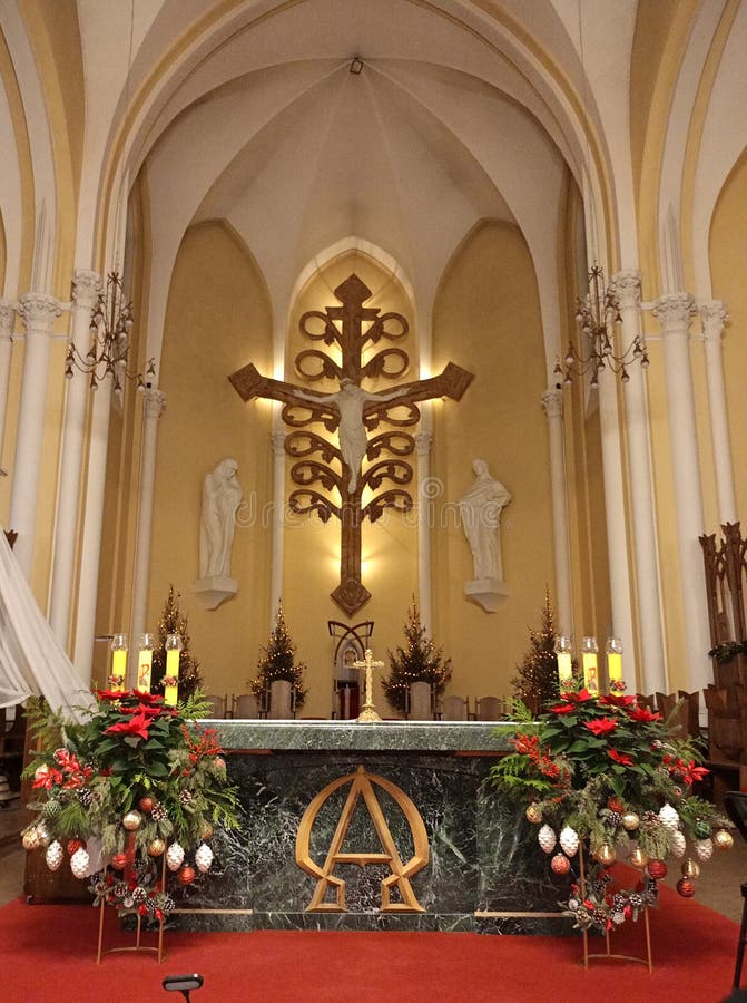 Decorated Christmas Altar in the Cathedral Editorial Photo - Image of ...