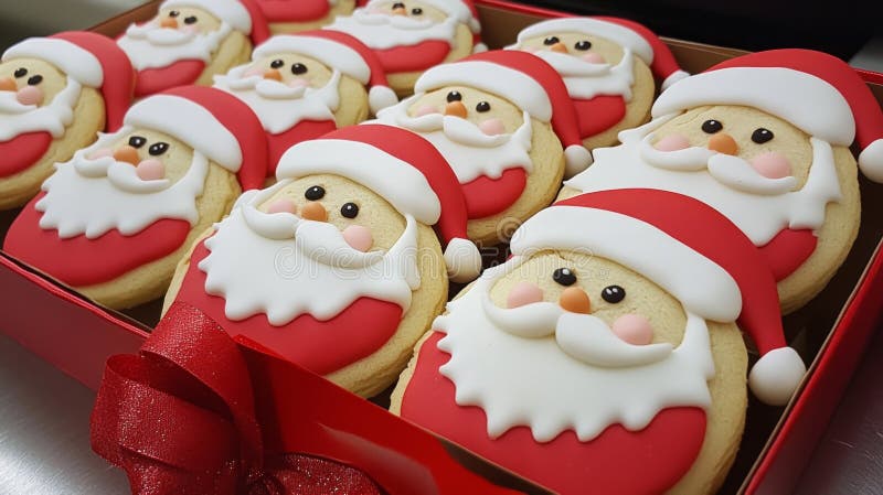 Decorated Christmas Cookies in a Red Gift Box Stock Illustration ...