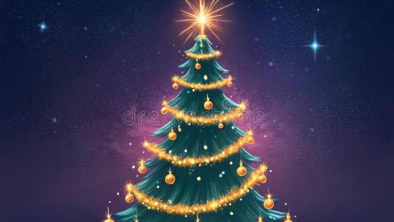 Decorated Christmas Tree in the Forest. Artificial Intelligence. Stock ...