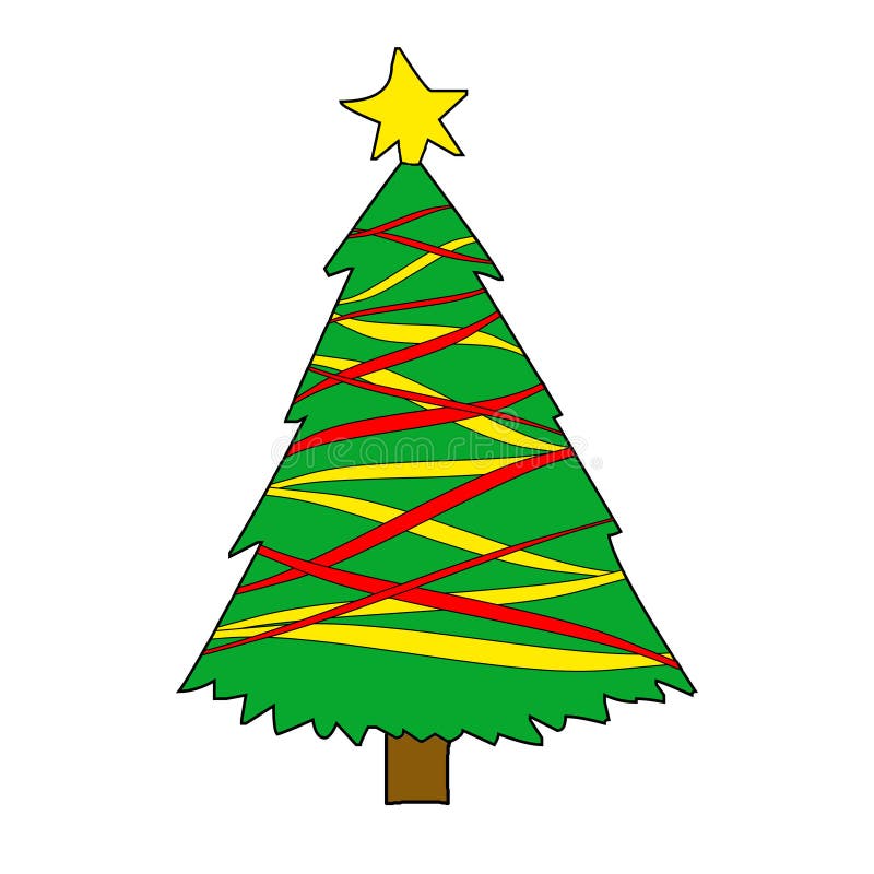 Decorated christmas tree stock illustration. Illustration of drawing ...