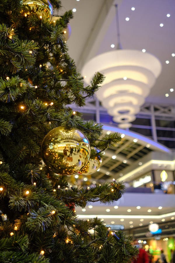 Decorated Christmas Tree Inside a Shopping Mall Stock Image - Image of ...