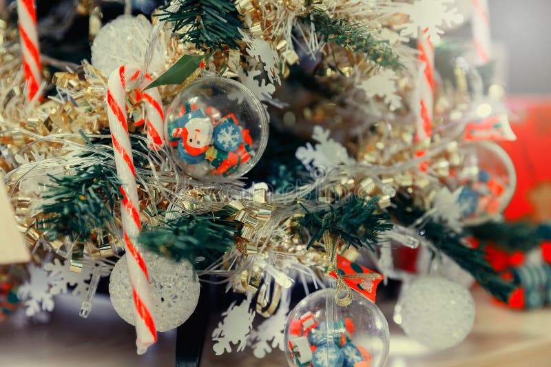 Decorated Christmas Tree Lights Twinkling and Sparkling Stock Photo ...