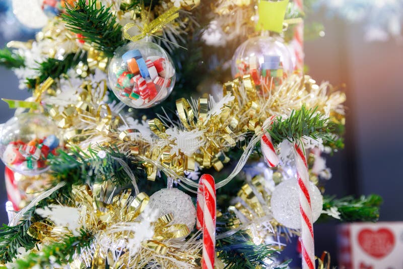 Decorated Christmas Tree Lights Twinkling and Sparkling Stock Photo ...