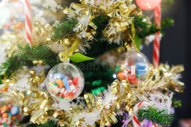 Decorated Christmas Tree Lights Twinkling and Sparkling Stock Image ...