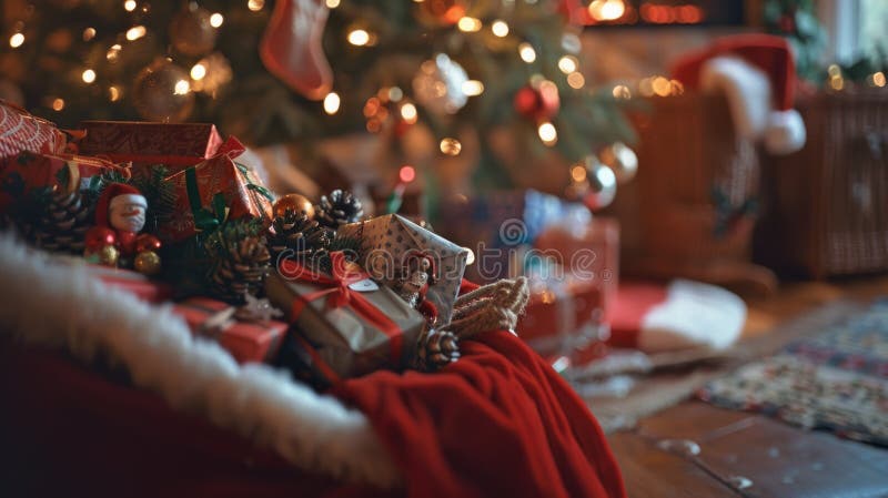 A Decorated Christmas Tree with Multiple Presents Stacked Around Its ...