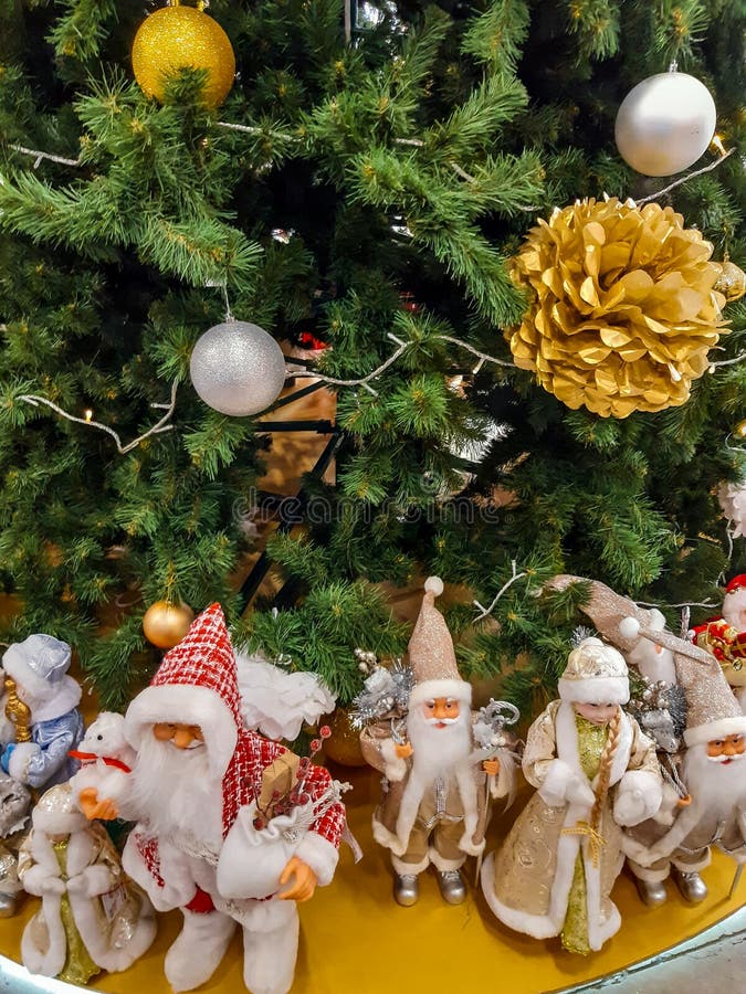 Decorated Christmas Tree and Toys in Shopping Mall Stock Photo - Image ...