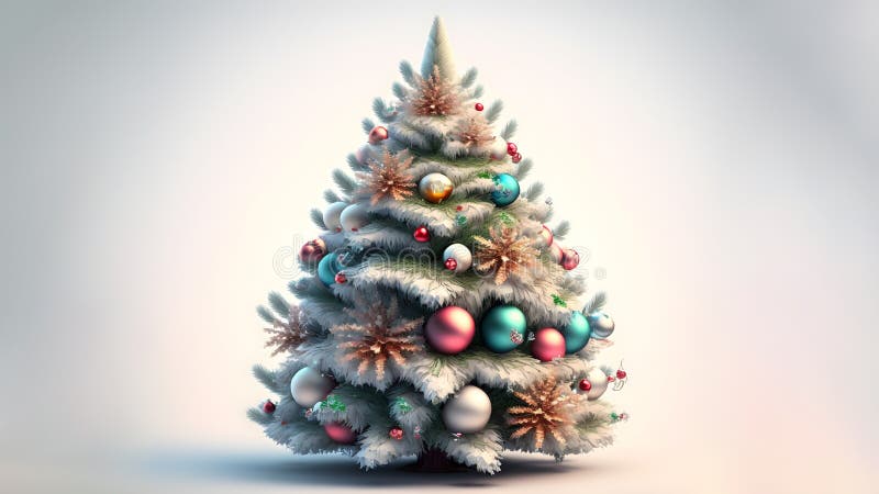 Decorated Christmas Tree on White Background, Neural Network Generated ...