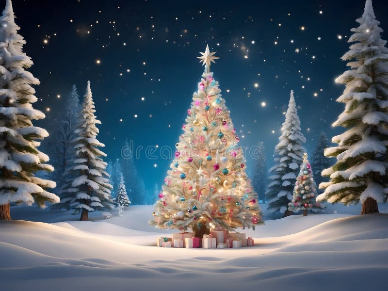 Decorated Christmas Trees with an Isolated Background Stock Image ...
