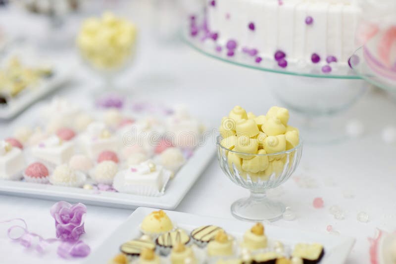 Decorated Colorful Candies on a White Table Stock Image - Image of lots ...