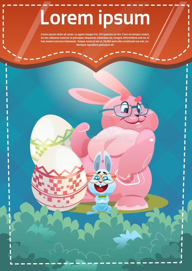 Decorated Colorful Eggs Rabbit Easter Holiday Symbols Greeting Card ...