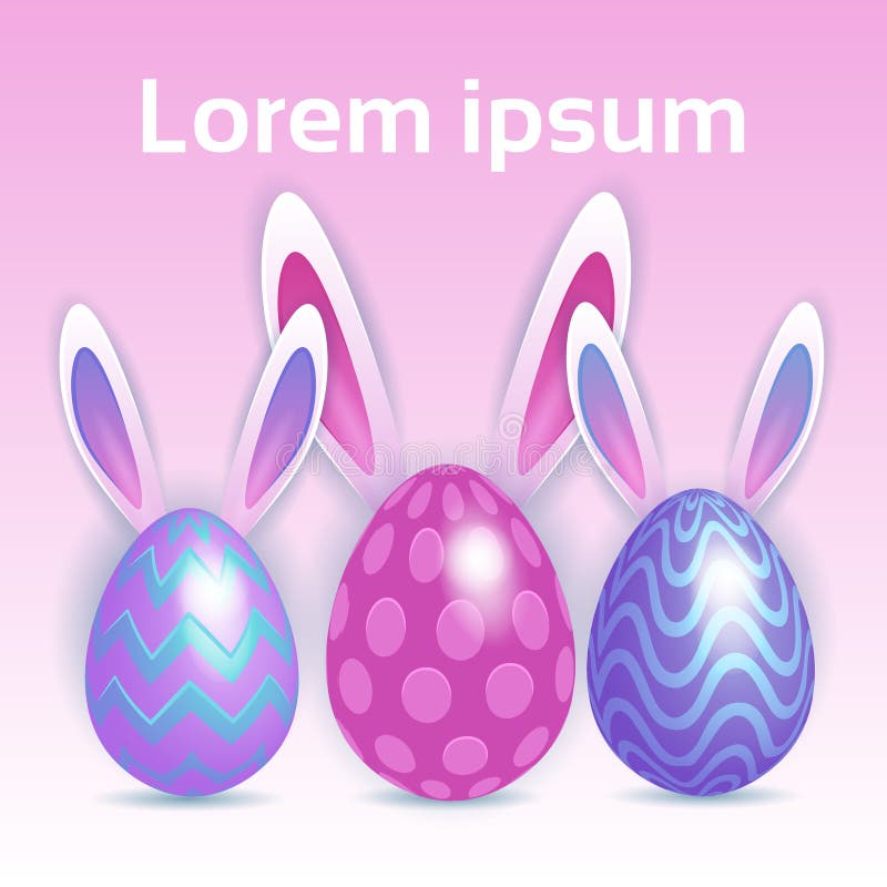Decorated Colorful Eggs Rabbit Easter Holiday Symbols Greeting Card ...