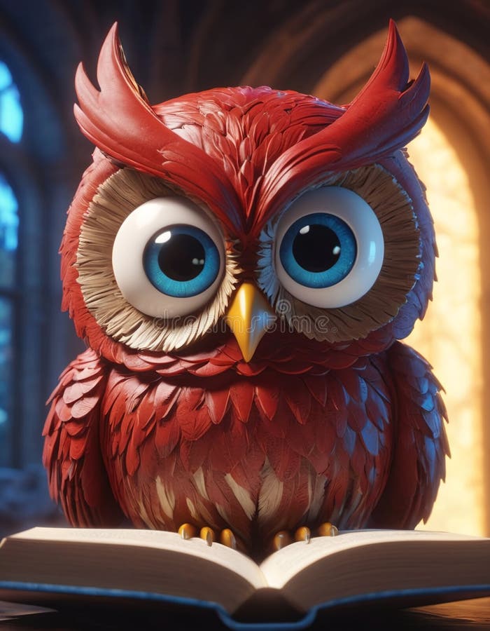 Decorated Colorful Wise Owl with Book Stock Illustration - Illustration ...
