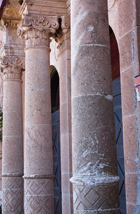 Decorated Columns in Front of an Old Building. Stock Photo - Image of ...