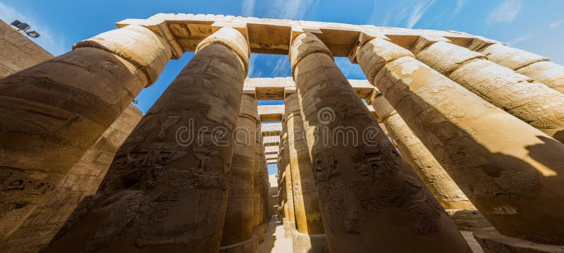 Decorated Columns of the Great Hypostyle Hall in the Amun Temple ...