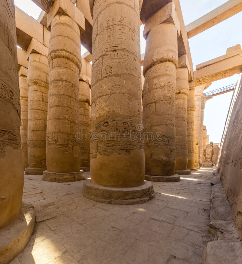 Decorated Columns of the Great Hypostyle Hall in the Amun Temple ...