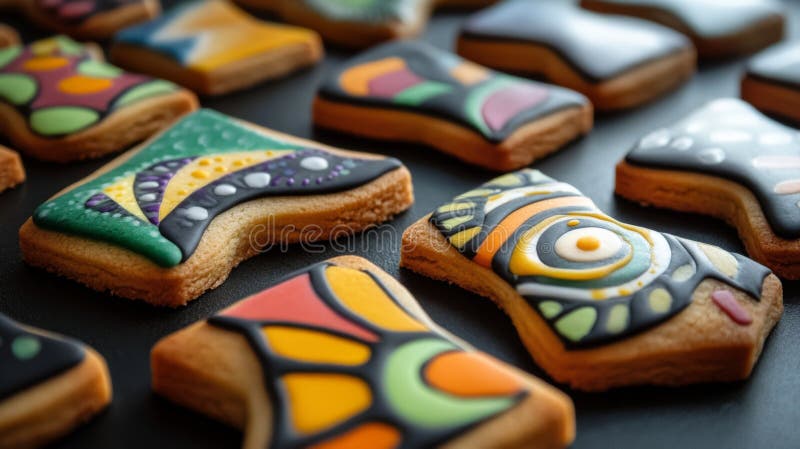 Decorated Cookies with Colorful Icing Patterns Stock Illustration ...