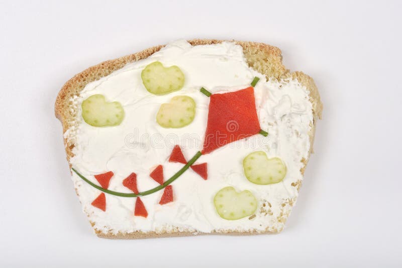 Decorated Cream Cheese and Vegetable Sandwich Stock Photo - Image of ...