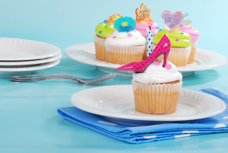 Decorated Cupcakes on a Plate Stock Photo - Image of candied, muffin ...