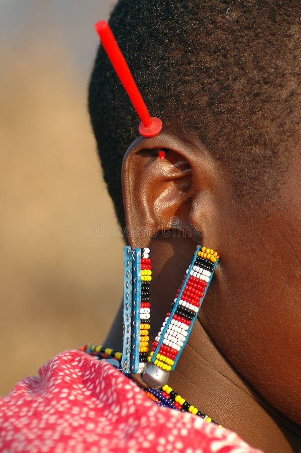 Decorated Ear of Masai Mara Stock Photo - Image of tribe, appendage ...