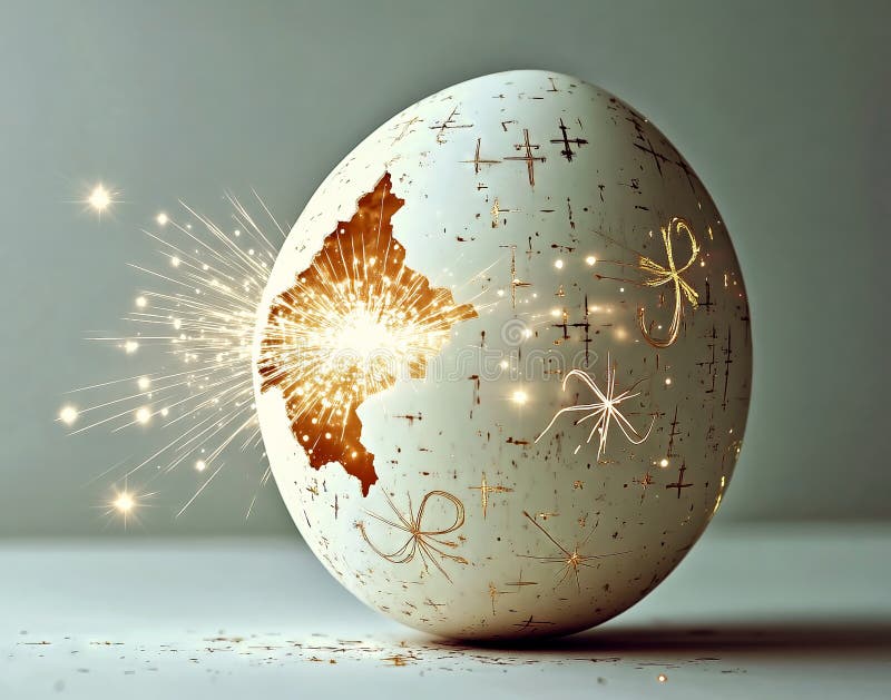 Easter Egg Exploding with Golden Light and Sparkles Stock Illustration ...