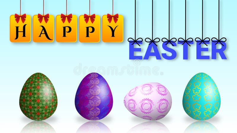 Decorated for Easter Eggs on Floor with Reflect and Easter Greetings ...