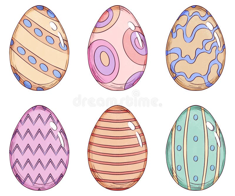 Hand Drawn Easter Egg Illustration Bundle Stock Photo - Illustration of ...
